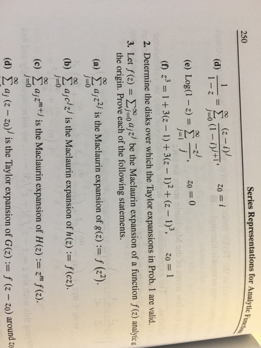 Solved Series Representations for Analytic Fu 250 (d) __ j=0 | Chegg.com