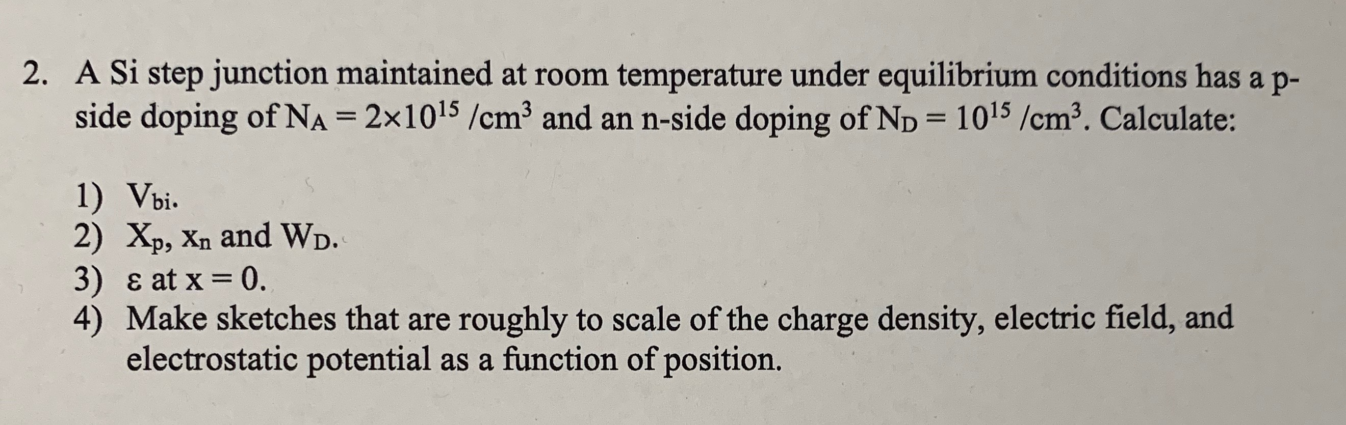 Solved 2. A Si step junction maintained at room temperature | Chegg.com