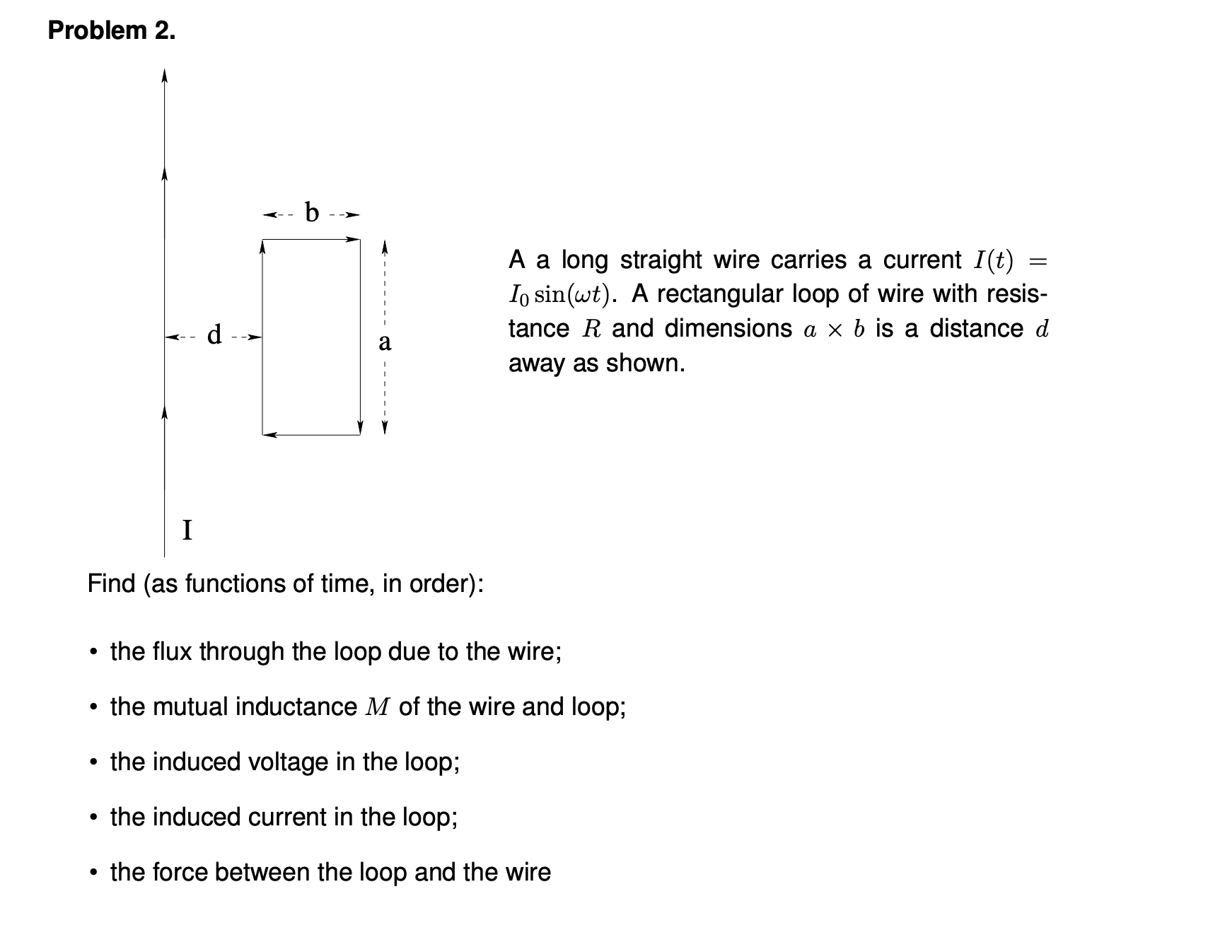 Solved Problem 2. A a long straight wire carries a current | Chegg.com