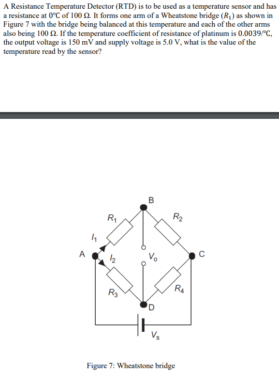 Solved A Resistance Temperature Detector (RTD) is to be used | Chegg.com
