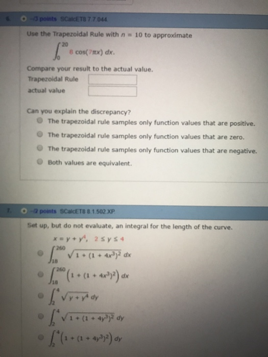 Solved 5) Use (a) the Trapezoidal Rule, (b) the Midpoint | Chegg.com