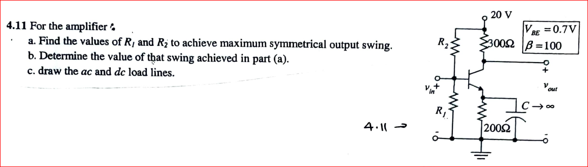 Solved 4.11 For the amplifier : a. Find the values of RI and | Chegg.com
