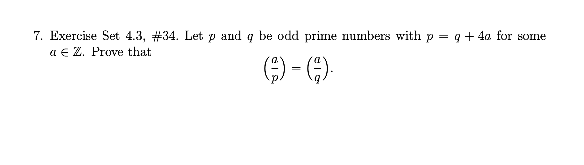 Solved 7. Exercise Set 4.3,#34. Let p and q be odd prime | Chegg.com