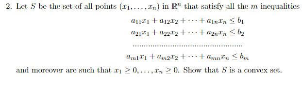 Solved 2. Let S be the set of all points (x1,…,xn) in Rn | Chegg.com
