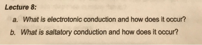 Solved Lecture 8: a. What is electrotonic conduction and how | Chegg.com