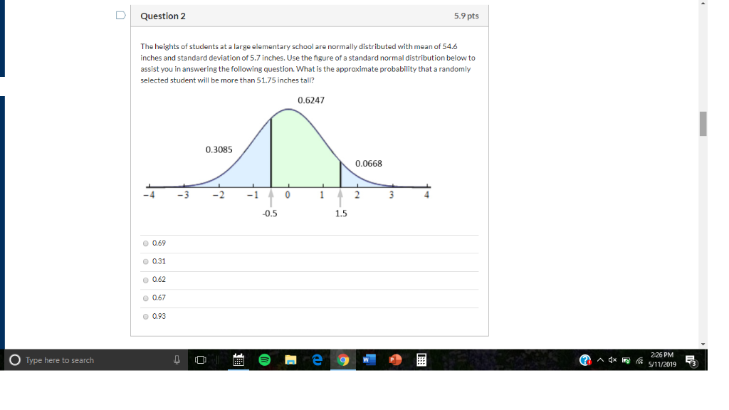 Solved DI Question 2 5.9 pts The heights of students at a | Chegg.com Solved DI Question 2 5.9 pts The heights of students at a | Chegg.com