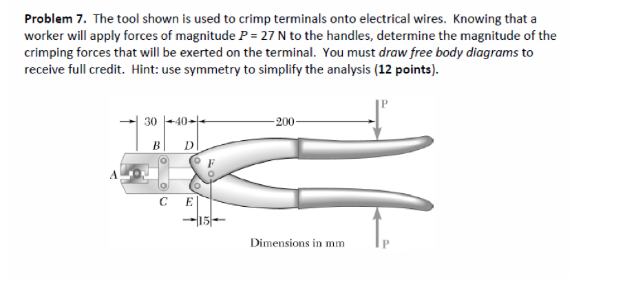 Solved Problem 7. The tool shown is used to crimp terminals | Chegg.com