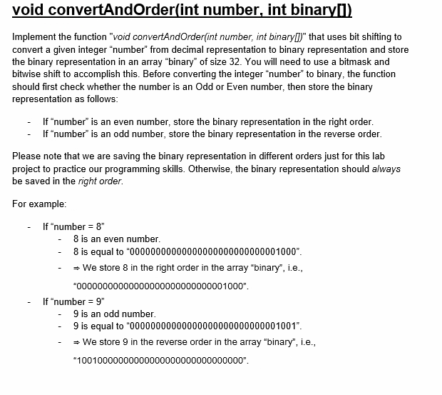 Solved Implement the function "void convertAndOrder(int | Chegg.com