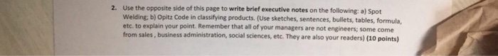 Solved 2. Use the opposite side of this page to write brief | Chegg.com