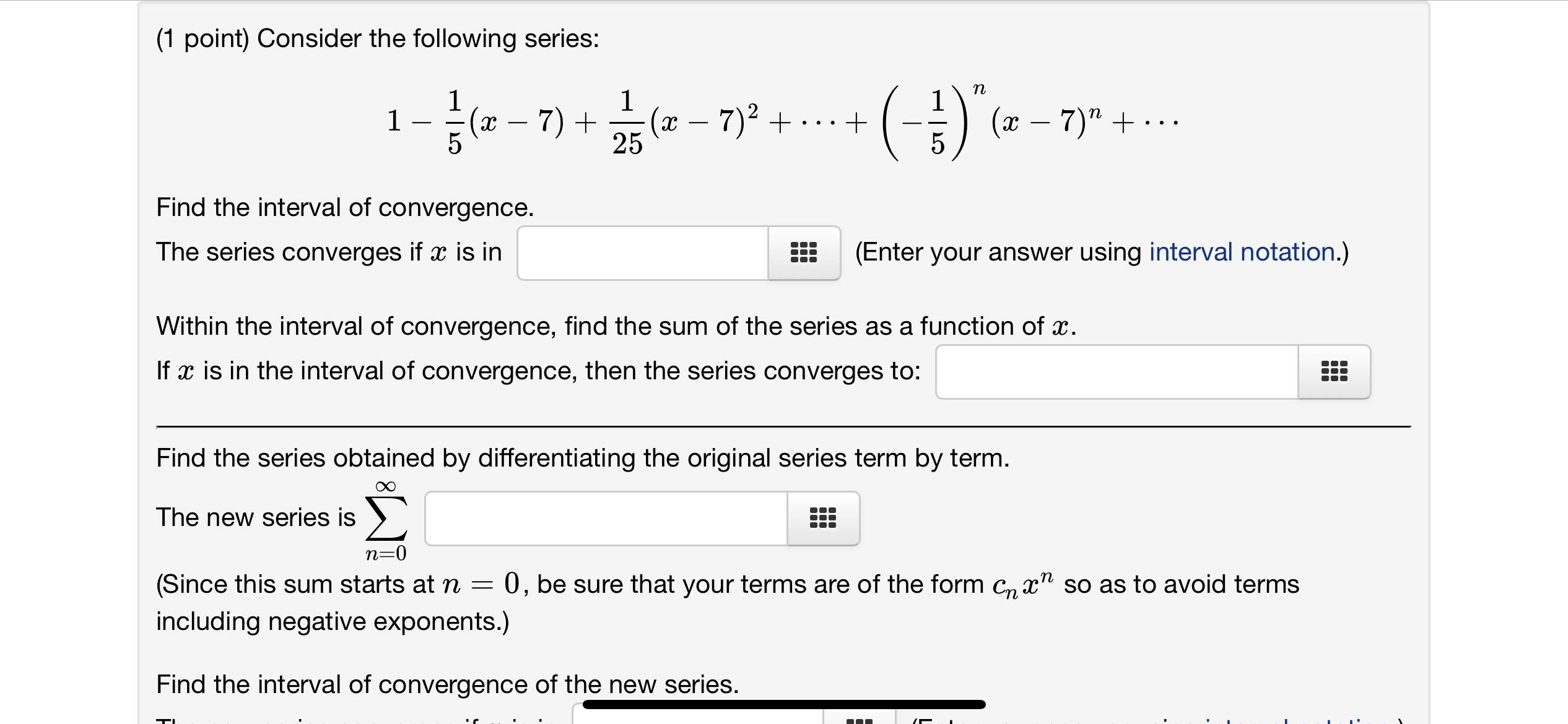 Solved (1 point) Consider the following series: | Chegg.com