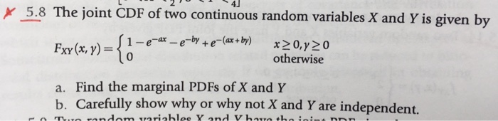 Solved r 5.8 The joint CDF of two continuous random | Chegg.com