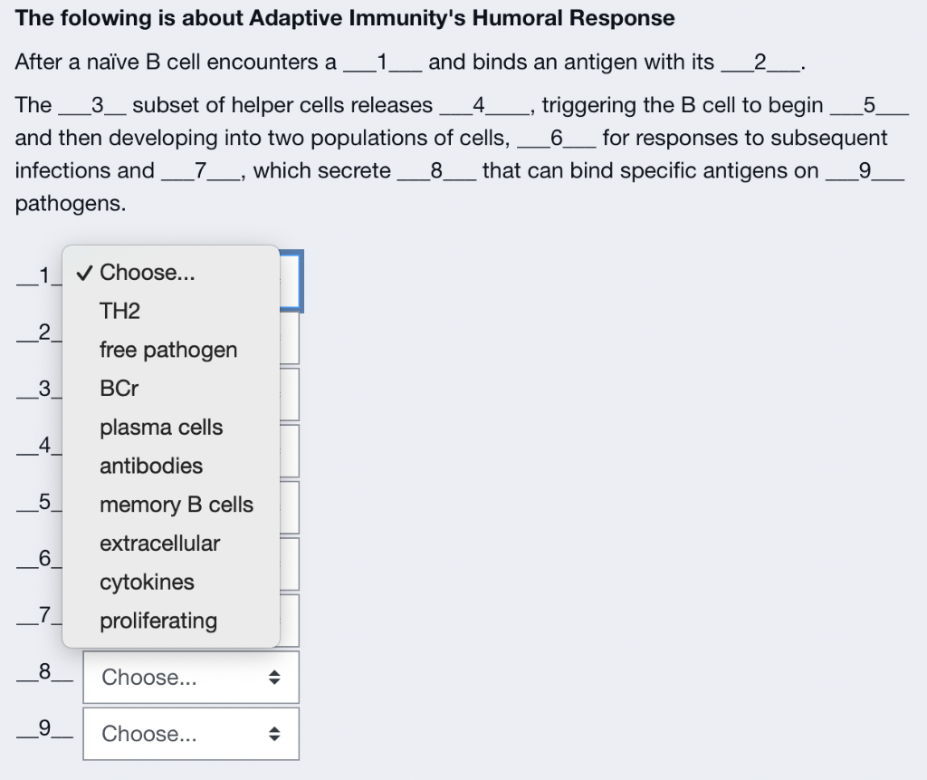 Solved The folowing is about Adaptive Immunity's Humoral | Chegg.com