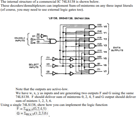 Solved The internal structure of a commercial IC 74LS138 is | Chegg.com