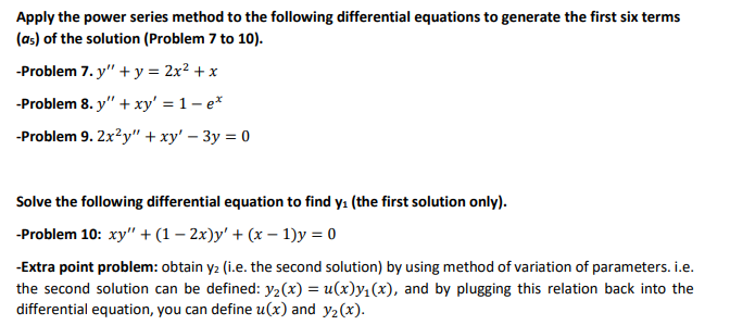 Solved Apply the power series method to the following | Chegg.com