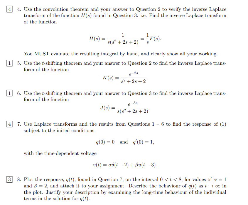 Solved RLC circuit and Laplace transforms The charge on a | Chegg.com