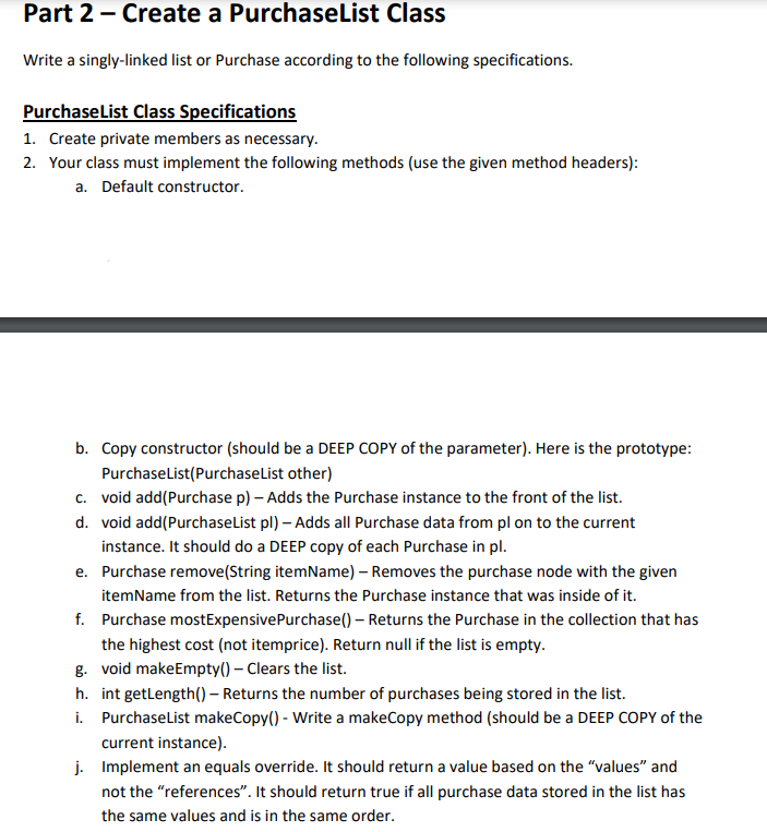 Solved Write a class named Purchase to store information | Chegg.com
