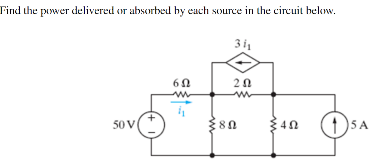 Solved Find the power delivered or absorbed by each source | Chegg.com