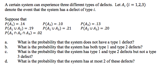 Solved A certain system can experience three different types | Chegg.com