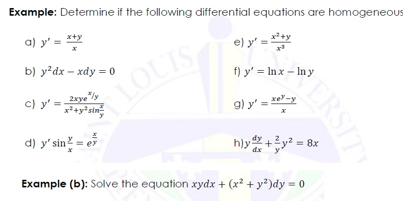 Solved Example 2: Determine the homogeneity of the following | Chegg.com