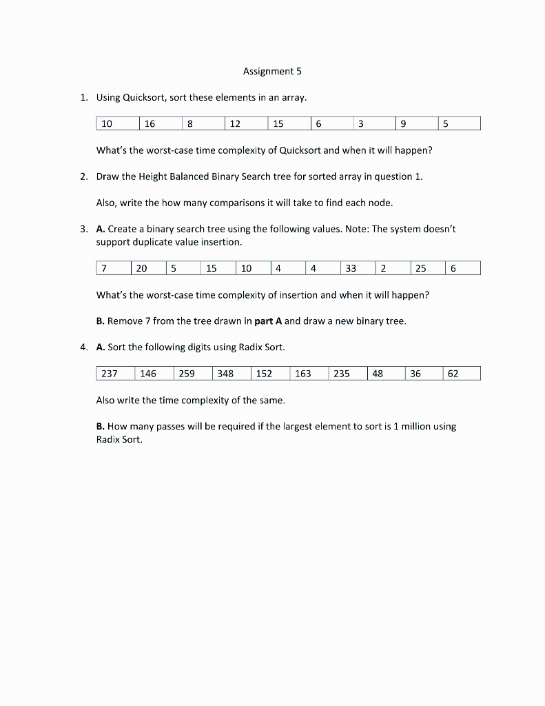 Solved Assignment 5 1 Using Quicksort Sort These Elements 