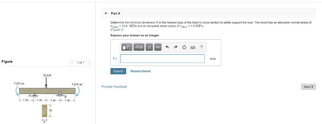 Solved Part A Determine the minimum dimension b to the | Chegg.com