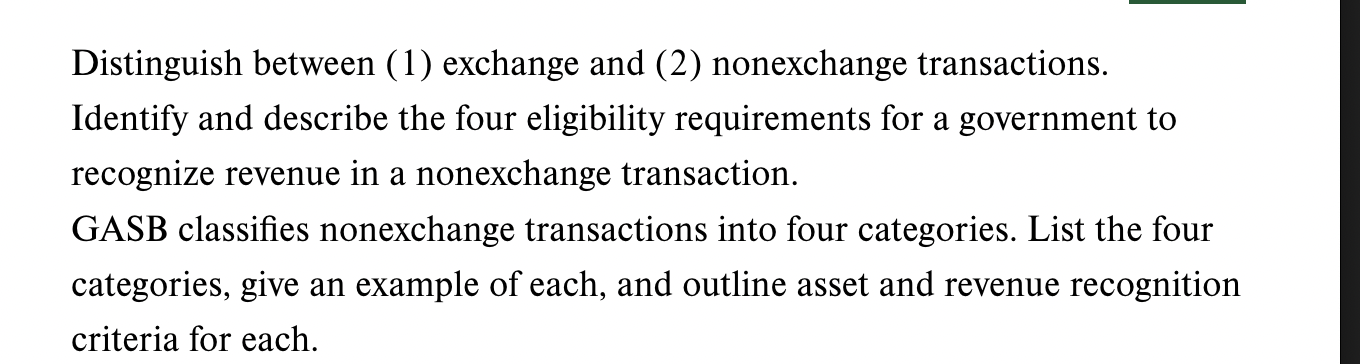 Solved Distinguish between (1) exchange and (2) nonexchange | Chegg.com