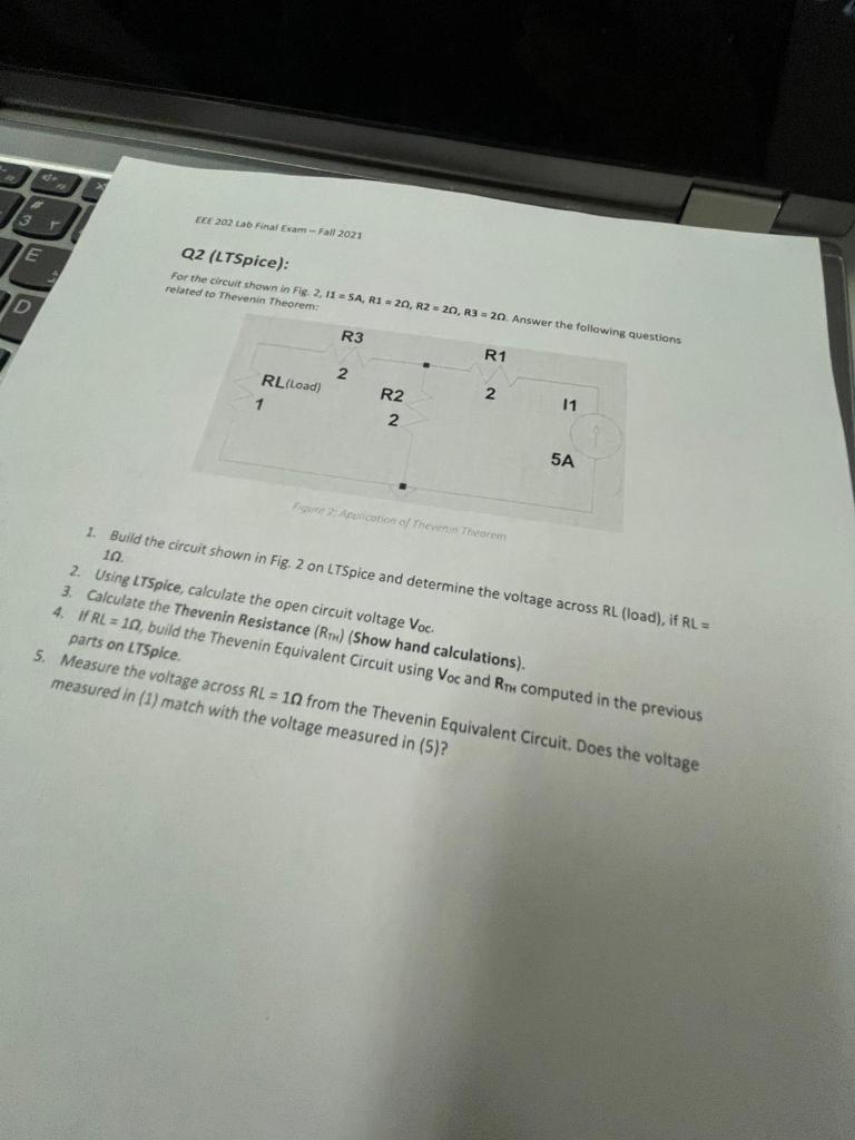 Solved 3 EEE 202 Lab Final Exam Fall 2021 E Q2 (LTSpice): | Chegg.com