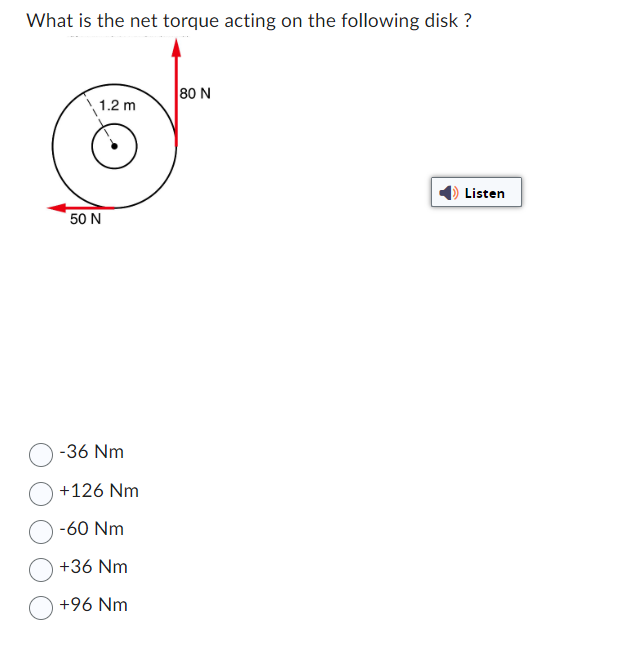 Solved What is the net torque acting on the following disk? | Chegg.com