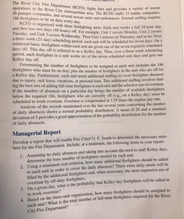 Solved The River City Fire Department (RCFD) fights fires | Chegg.com