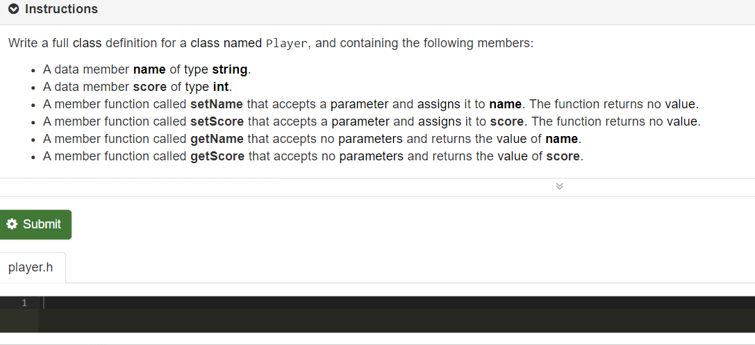 Solved Instructions Write a full class definition for a | Chegg.com