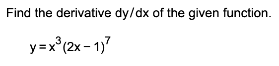 Find the derivative dy/dx of the given function. | Chegg.com