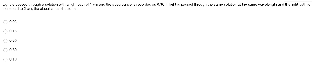 Solved Light is passed through a solution with a light path | Chegg.com