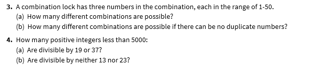 Solved 3. A combination lock has three numbers in the | Chegg.com
