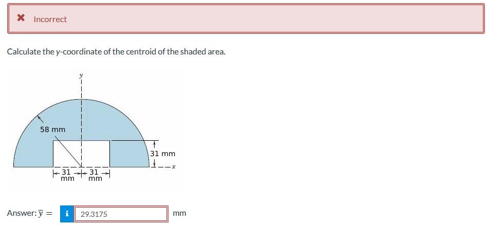 Solved X Incorrect Calculate The Y Coordinate Of The