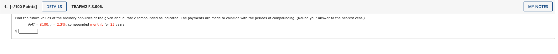 Solved \begin{tabular}{l|l|l} 1. [-/100 Points] & DETAILS & | Chegg.com
