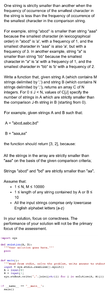 Solved One string is strictly smaller than another when the | Chegg.com