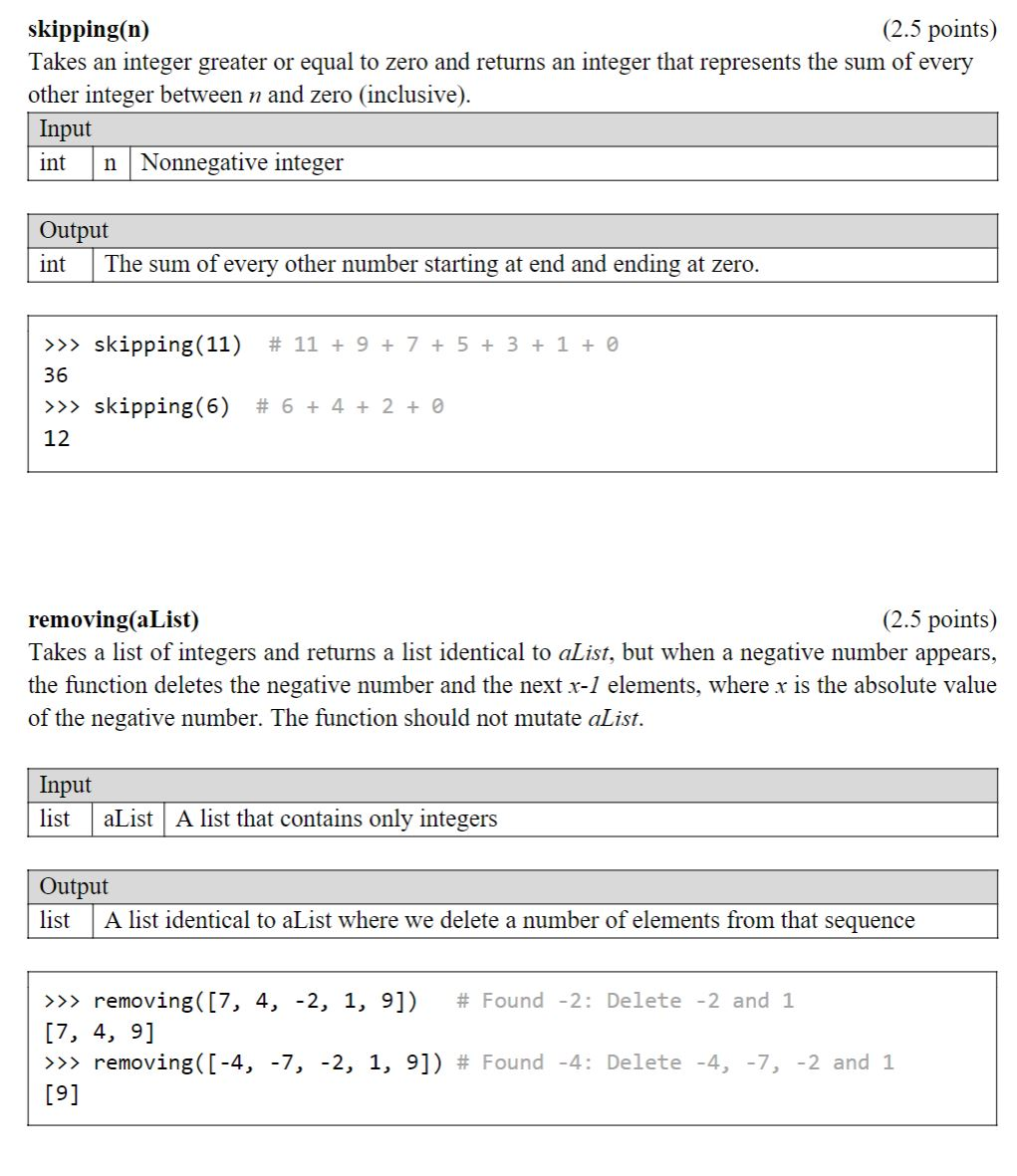 Solved skipping(n) (2.5 points) Takes an integer greater or | Chegg.com