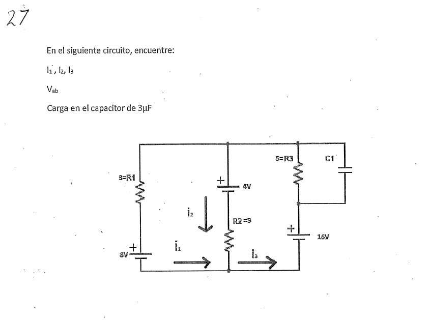 Solved En el siguiente circuito, encuentre: I1,l2,l3 Vi | Chegg.com
