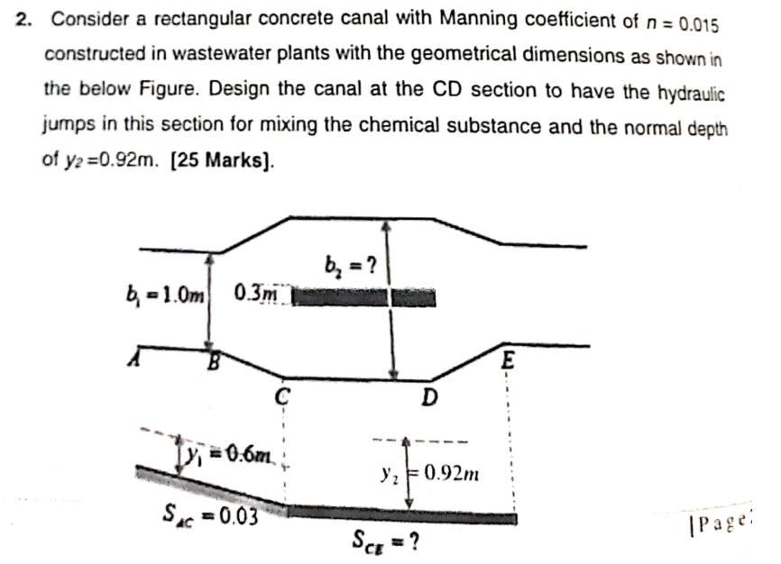 Solved 2. Consider a rectangular concrete canal with Manning | Chegg.com