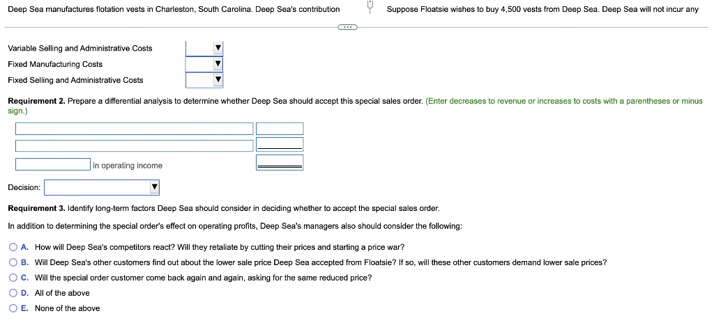 Solved Data table tsie wishes to buy 4,500 vests from Deep | Chegg.com