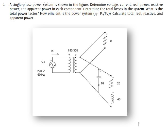 Solved 2. A single-phase power system is shown in the | Chegg.com