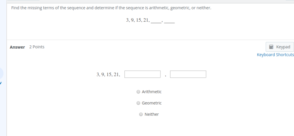 Solved Find the missing terms of the sequence and determine | Chegg.com