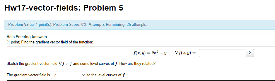 Solved Hw17-vector-fields: Problem 5 Problem Value: 1 | Chegg.com