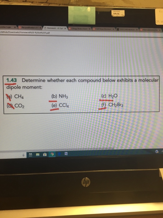 Solved 1.43 Determine whether each compound below exhibits a | Chegg.com