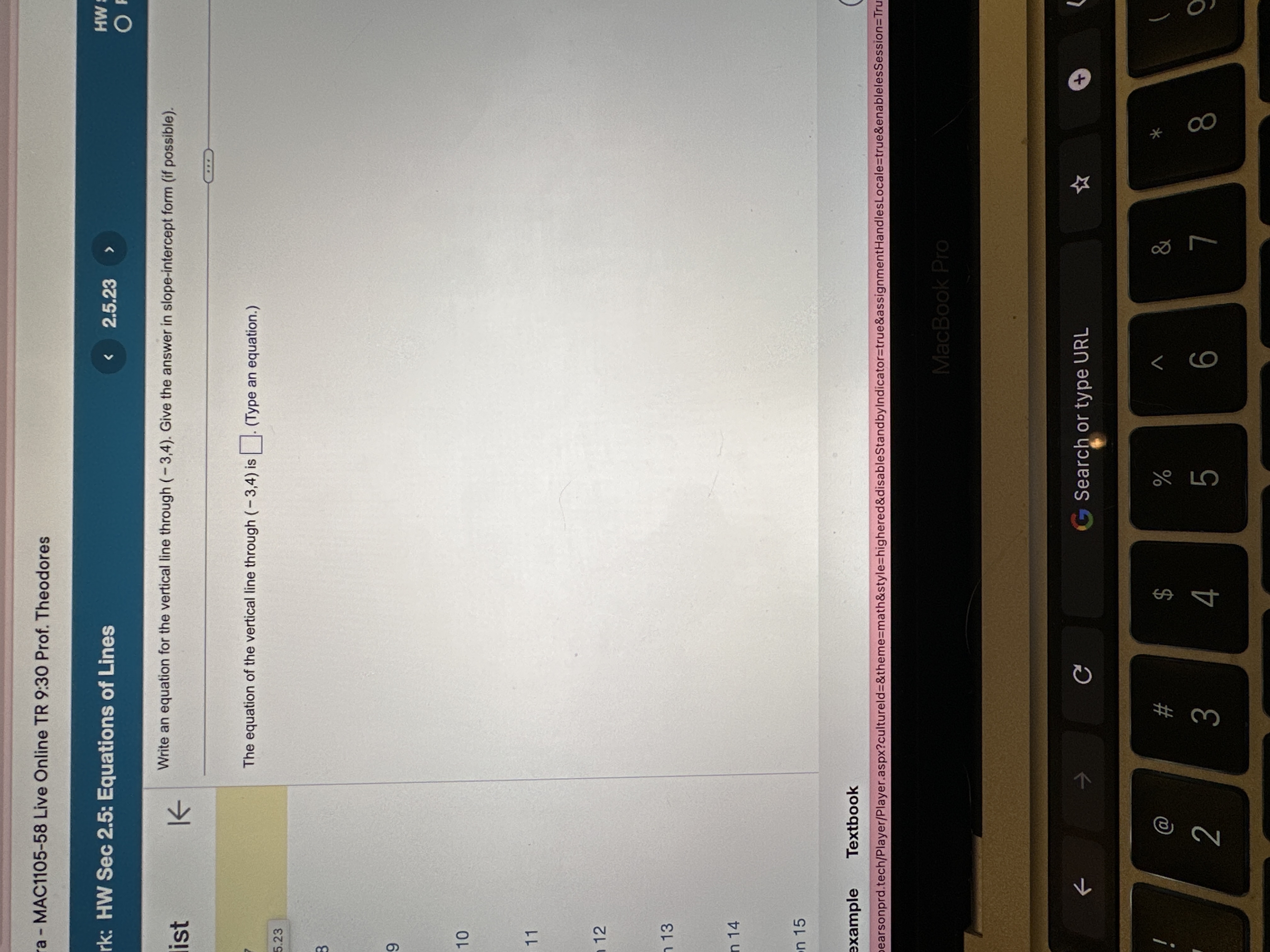 Solved Write an equation for the vertical line through | Chegg.com