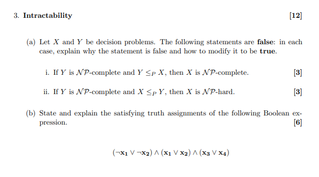 Solved 3. Intractability [12] (a) Let X and Y be decision | Chegg.com