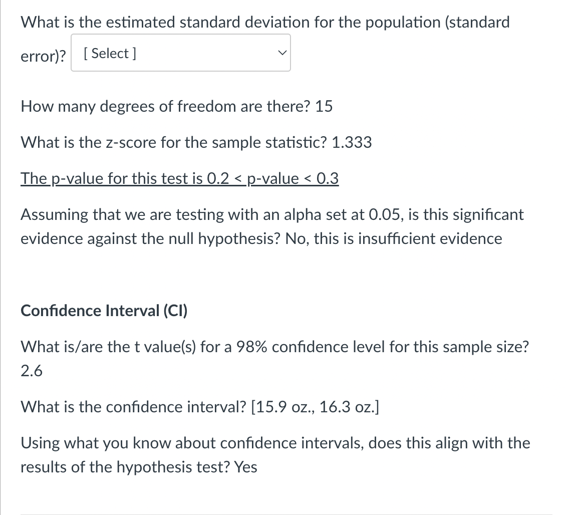 Solved What is the estimated standard deviation for the | Chegg.com
