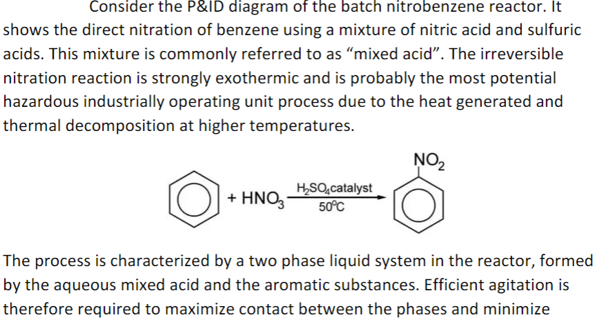 Solved Consider the P\&ID diagram of the batch nitrobenzene | Chegg.com