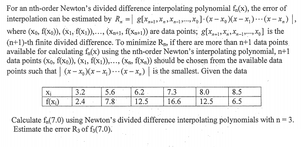 Solved For an nth-order Newton's divided difference | Chegg.com