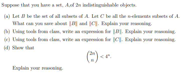 Solved Suppose that you have a set, A,of 2n | Chegg.com